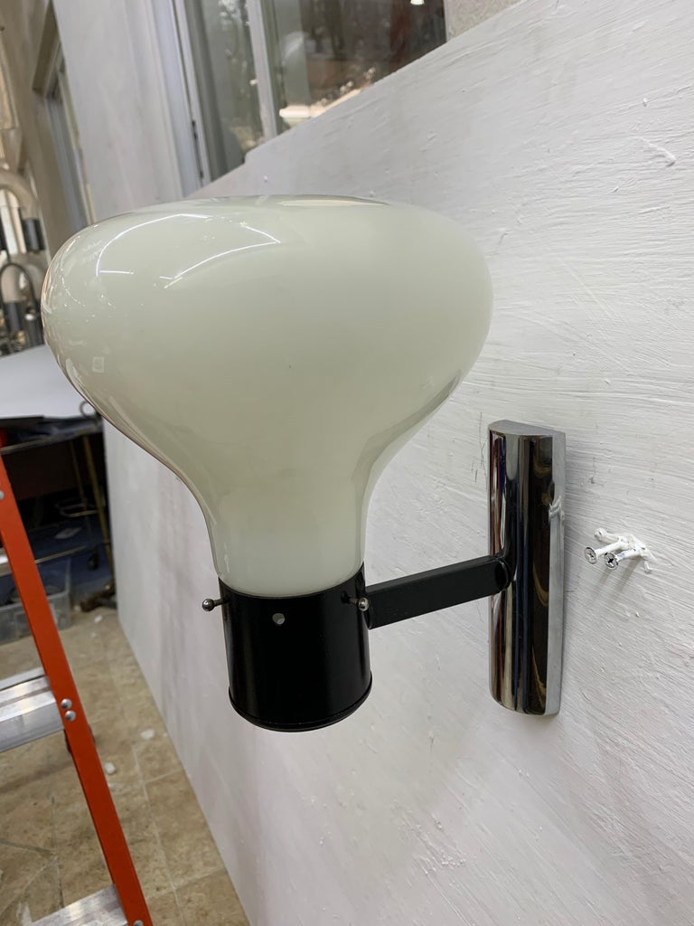 3 Space Age Leucos Sconces in Brass and Murano Glass, circa 1970 For ...