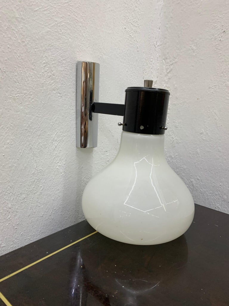3 Space Age Leucos Sconces in Brass and Murano Glass, circa 1970 For ...
