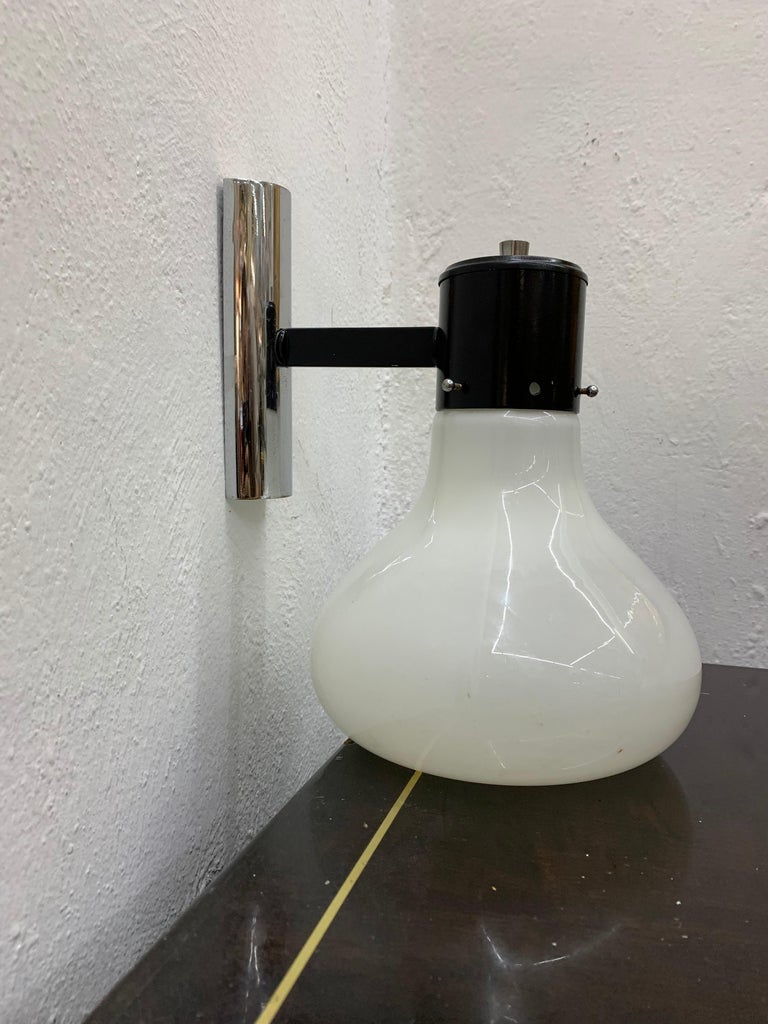 3 Space Age Leucos Sconces in Brass and Murano Glass, circa 1970 For ...