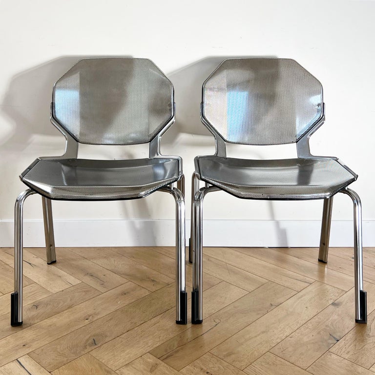 Pair of Space-Age Metal Chairs After Fröscher, 1970s at 1stDibs