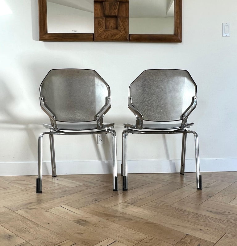 Pair of Space-Age Metal Chairs After Fröscher, 1970s at 1stDibs