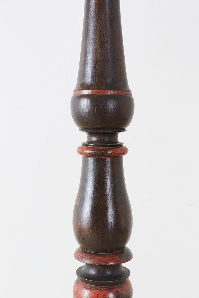 Pair of Spanish Colonial Style Wooden Candlestick Floor Lamps at 1stDibs