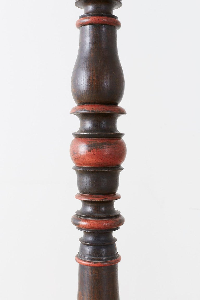 Pair of Spanish Colonial Style Wooden Candlestick Floor Lamps at 1stDibs