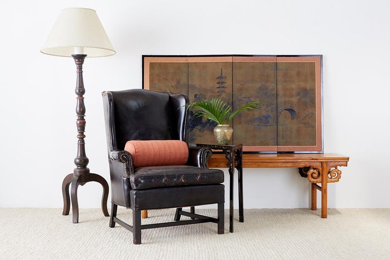 Pair of Spanish Colonial Style Wooden Candlestick Floor Lamps at 1stDibs