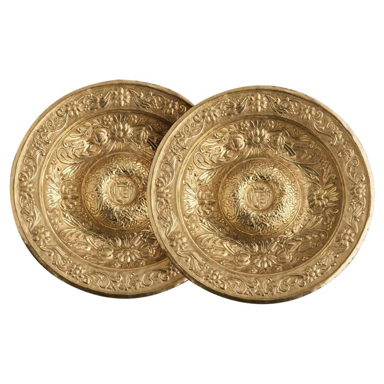 Pair of Spanish Emblazoned Dishes, 19th Century at 1stDibs