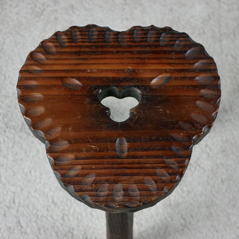 Pair of Spanish Folk Art Wood Stools For Sale at 1stDibs