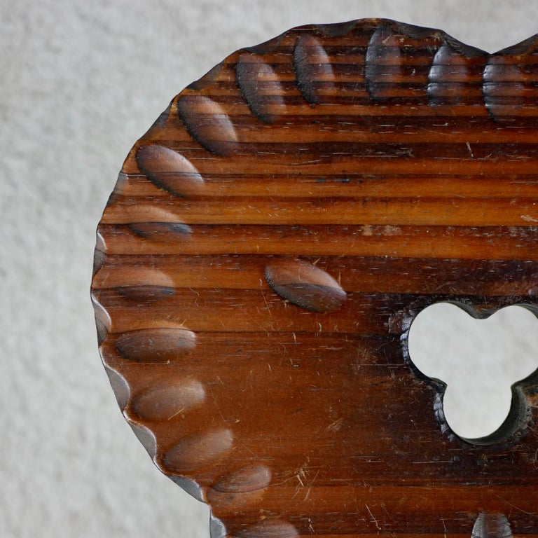 Pair of Spanish Folk Art Wood Stools For Sale at 1stDibs