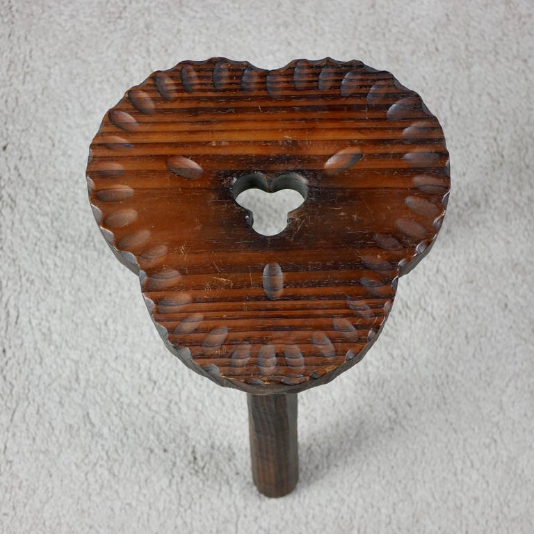 Pair of Spanish Folk Art Wood Stools For Sale at 1stDibs