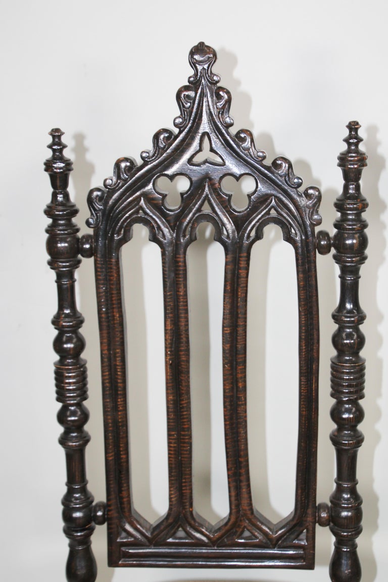 Pair of Spanish Moorish High Back Hall Chairs at 1stDibs