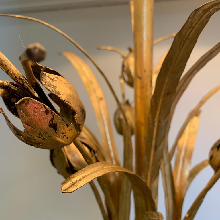 Pair of Mid Century, Flor Art Style Seed Pod Gilt Table Lamps at 1stDibs