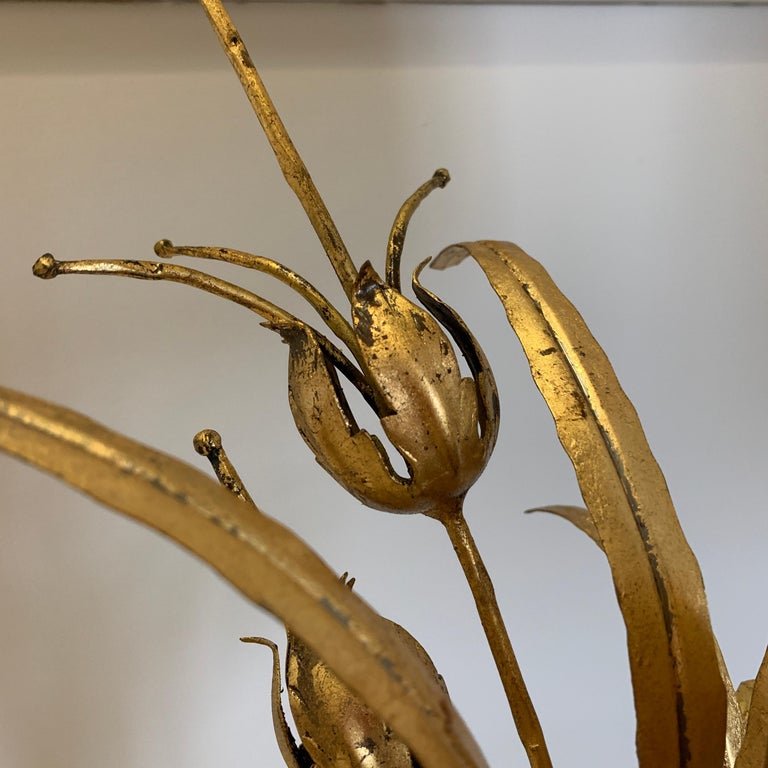 Pair of Mid Century, Flor Art Style Seed Pod Gilt Table Lamps at 1stDibs