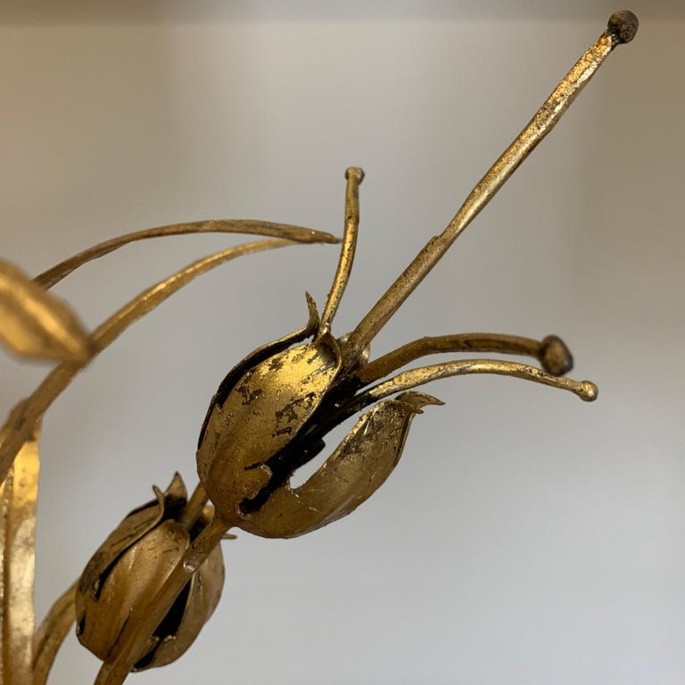 Pair of Mid Century, Flor Art Style Seed Pod Gilt Table Lamps at 1stDibs