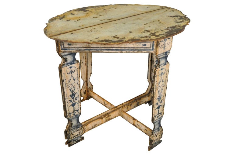 Pair of Spanish Painted Metal Demilune Consoles at 1stDibs