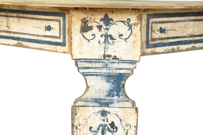 Pair of Spanish Painted Metal Demilune Consoles at 1stDibs