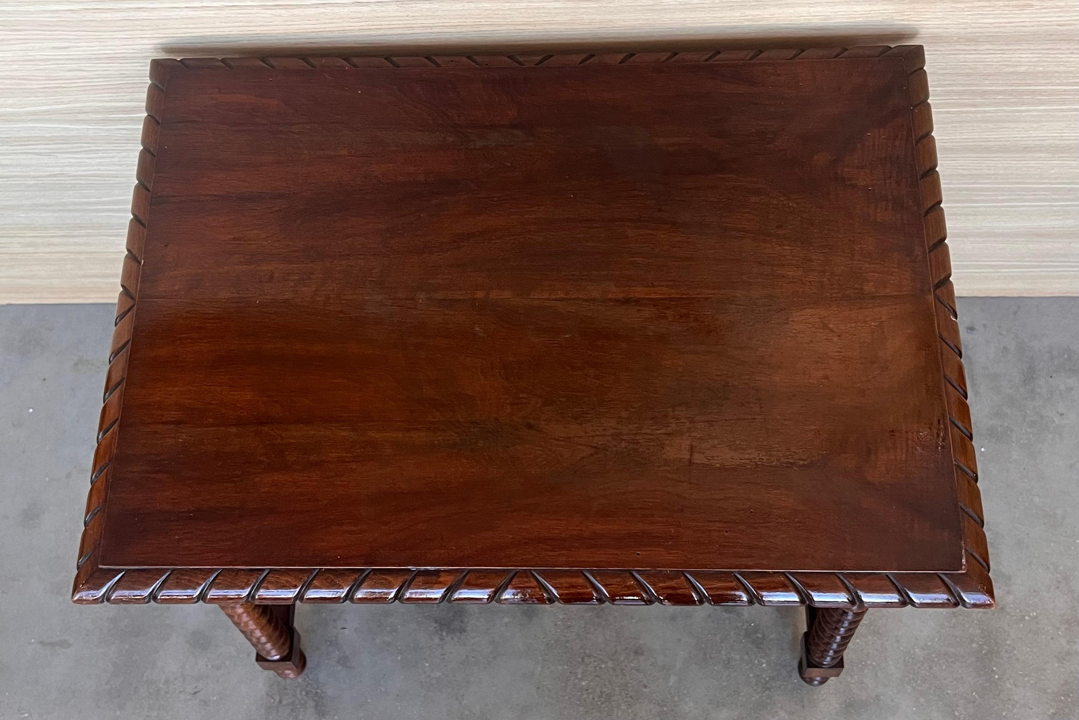 Pair of Spanish Side table with carved edges and turned legs For Sale ...