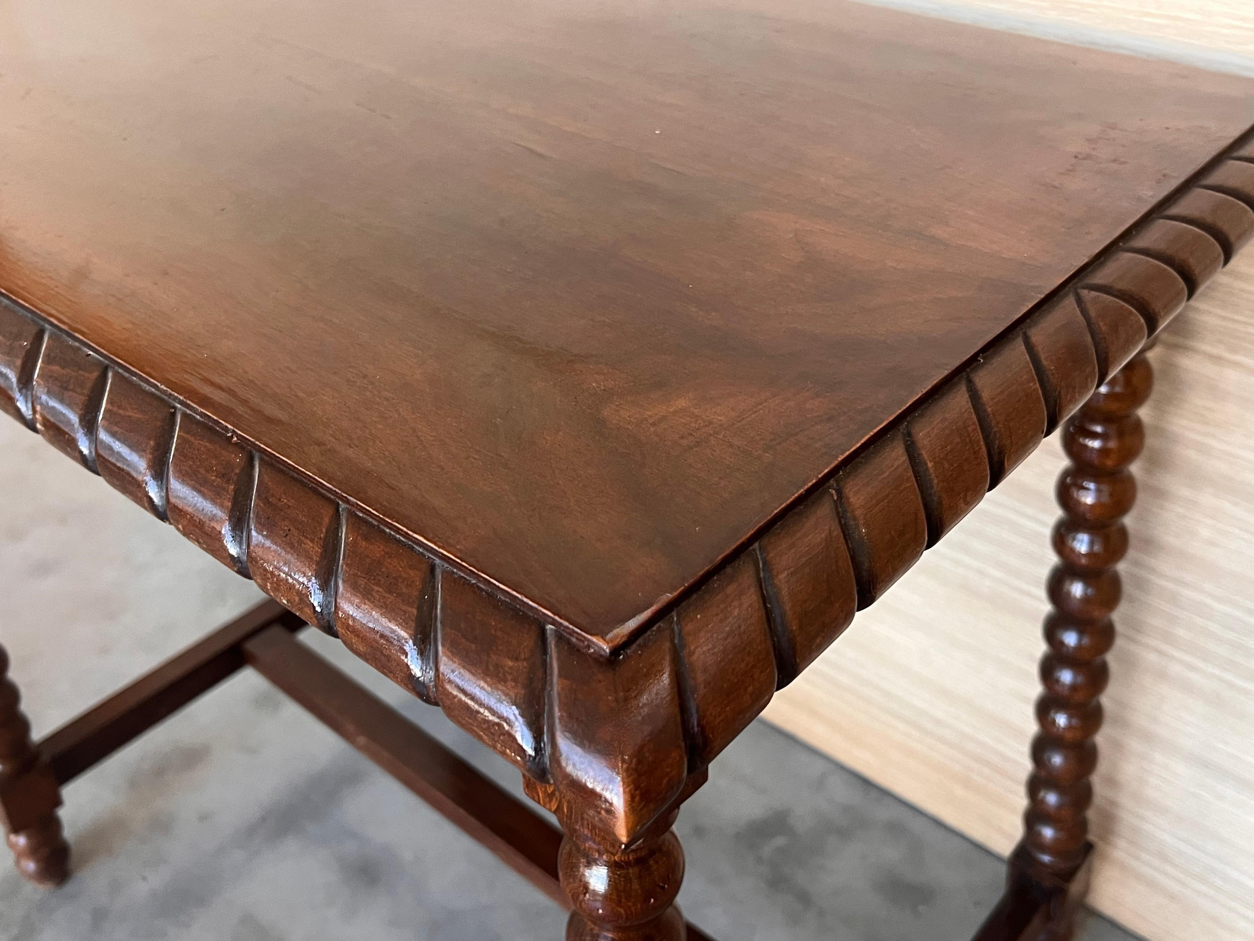 Pair of Spanish Side table with carved edges and turned legs For Sale ...