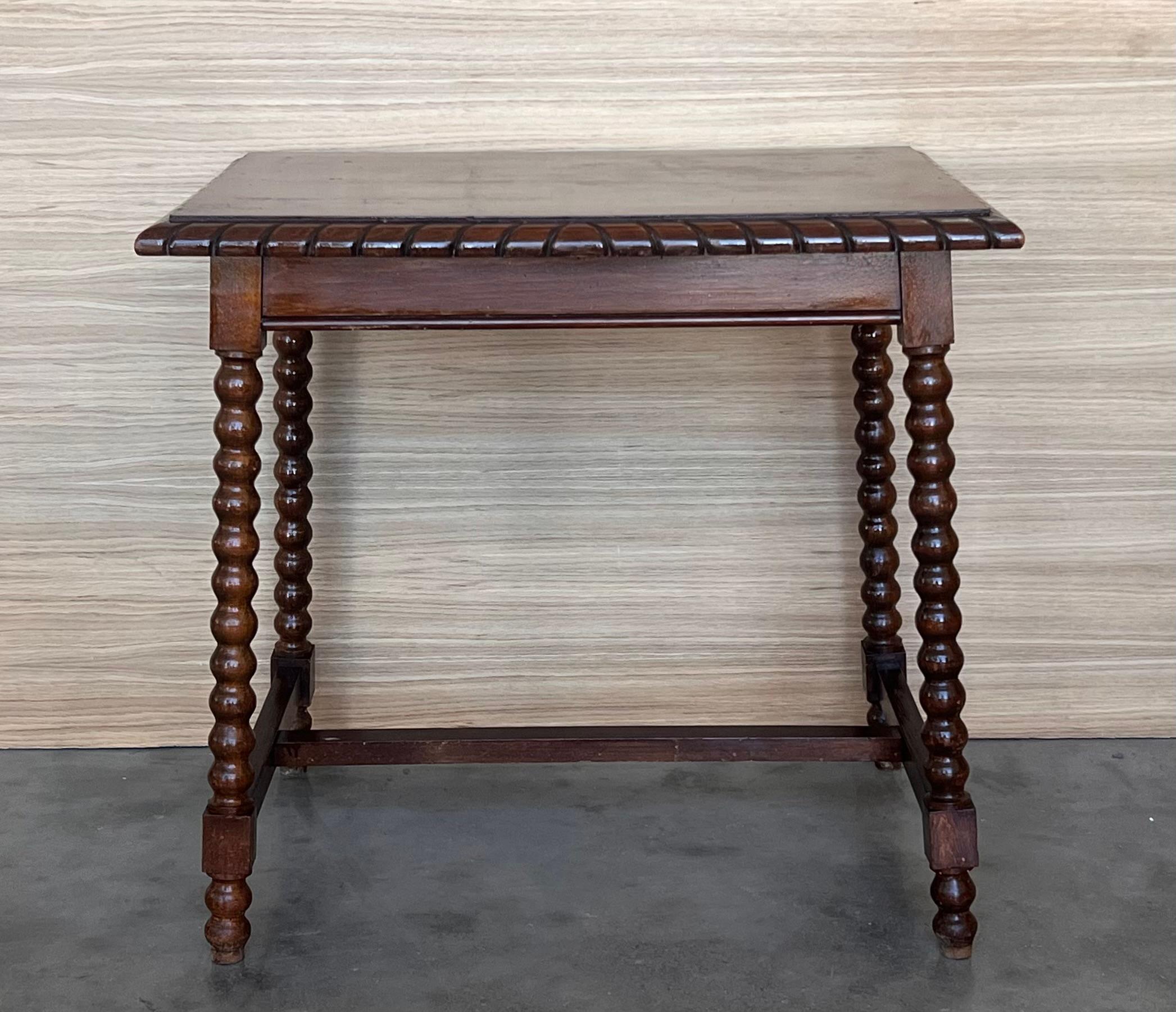 Pair of Spanish Side table with carved edges and turned legs For Sale ...