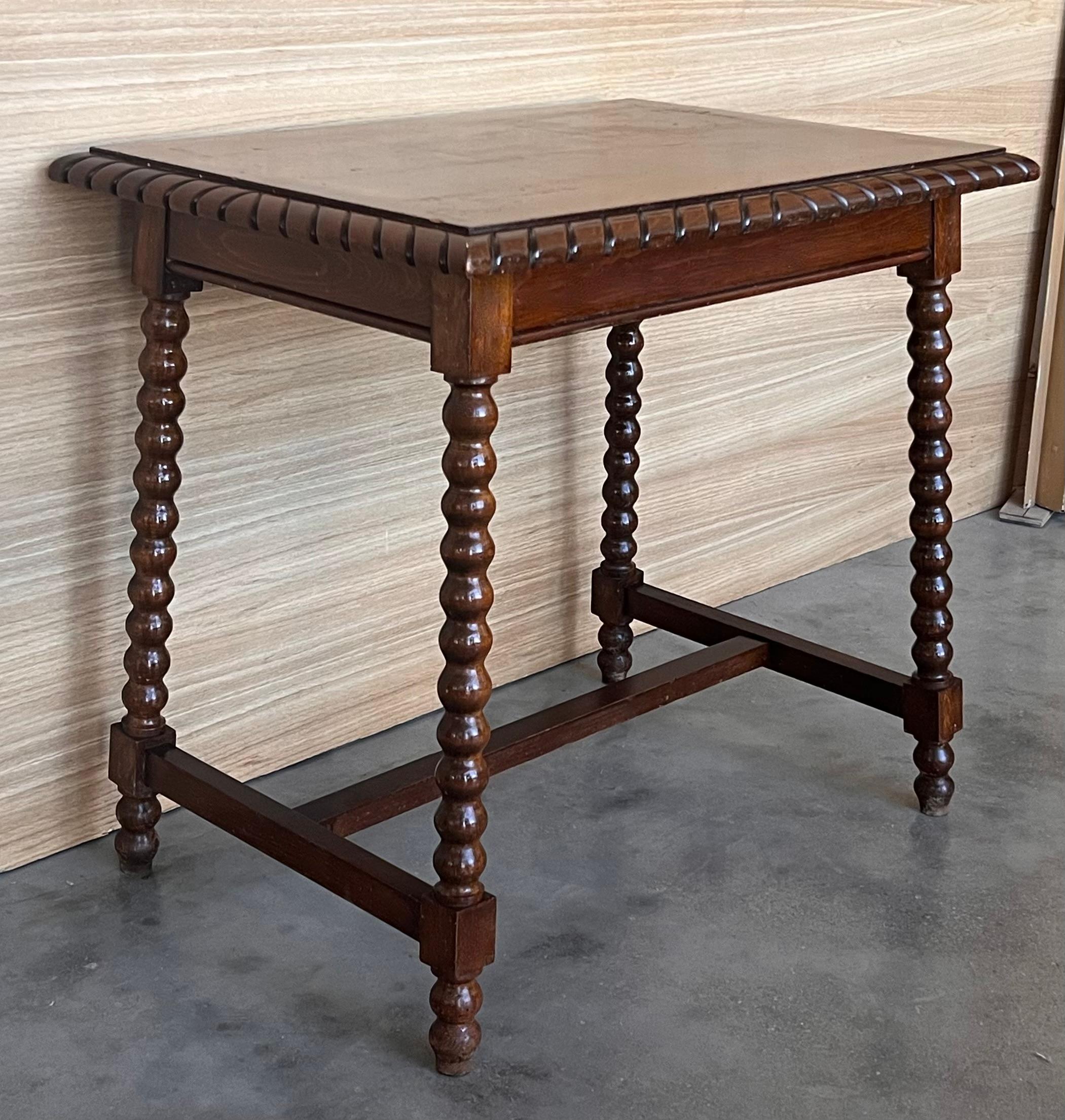 Pair of Spanish Side table with carved edges and turned legs For Sale ...