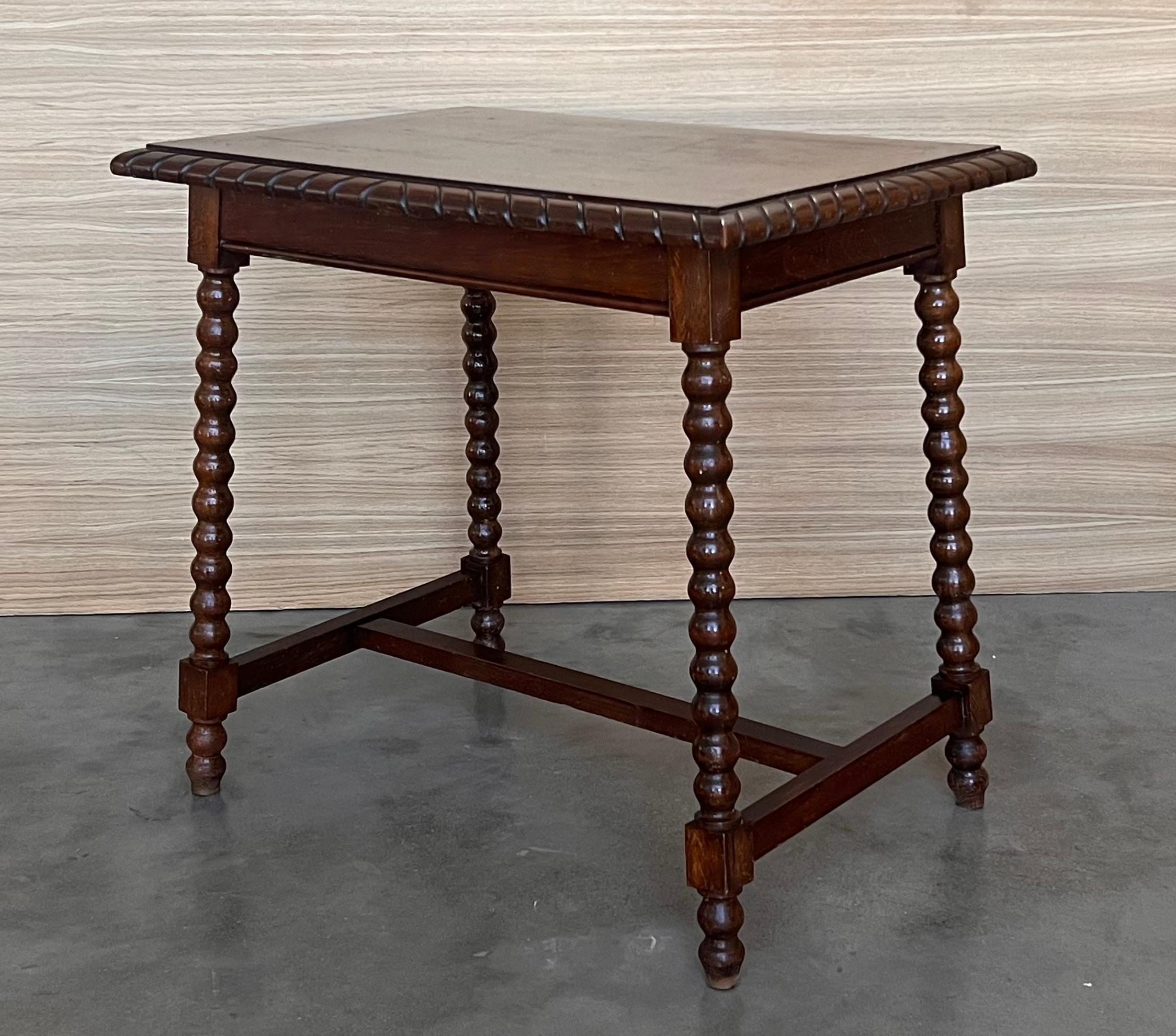 Pair of Spanish Side table with carved edges and turned legs For Sale ...