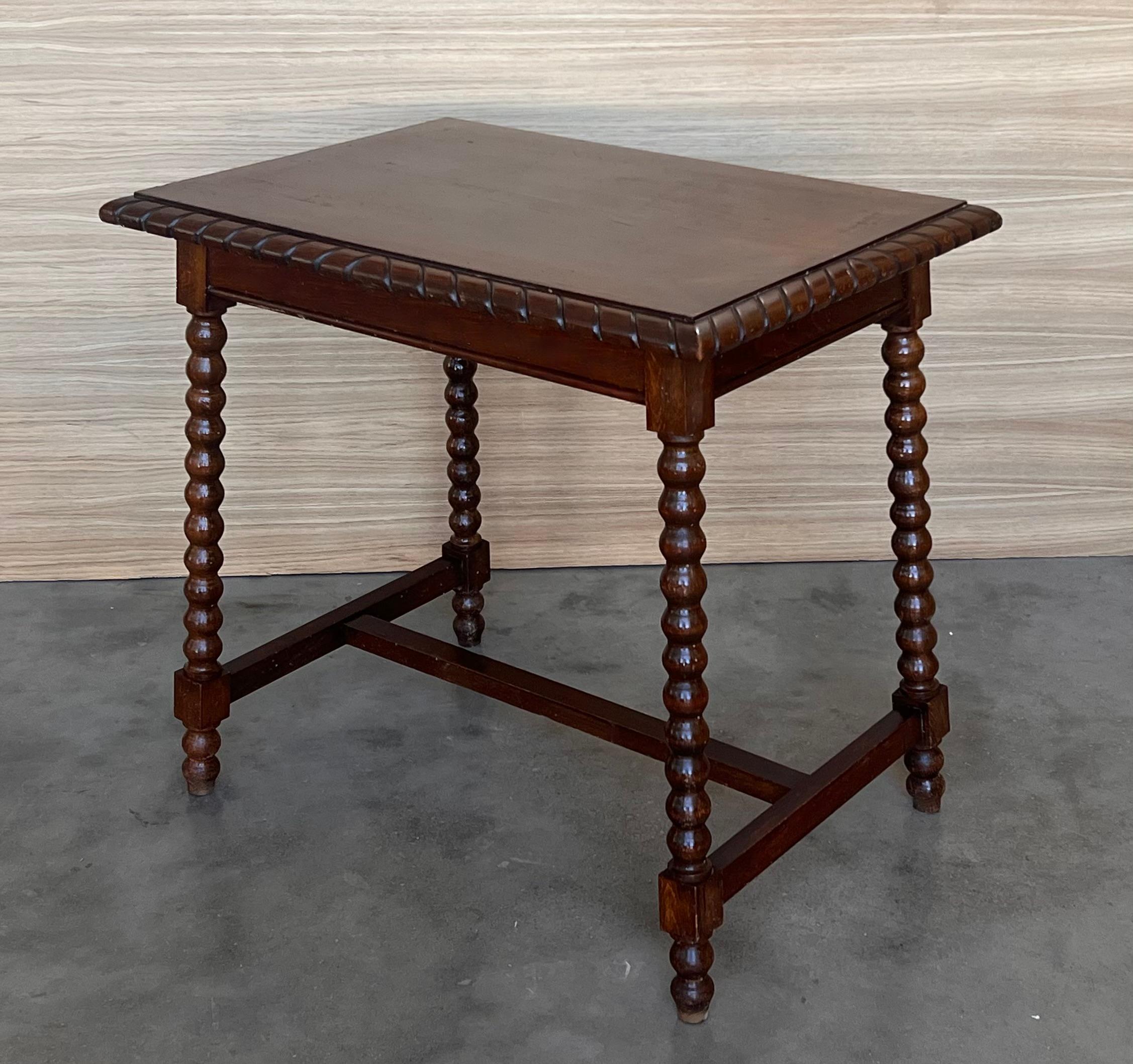 Pair of Spanish Side table with carved edges and turned legs For Sale ...