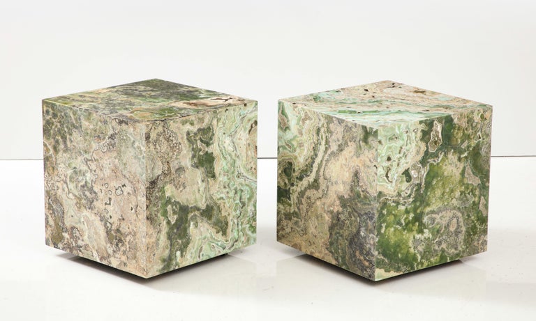 Pair of Spectacular Honed Onyx Cube Tables For Sale at 1stDibs Pair of Spectacular Honed Onyx Cube Tables For Sale at 1stDibs