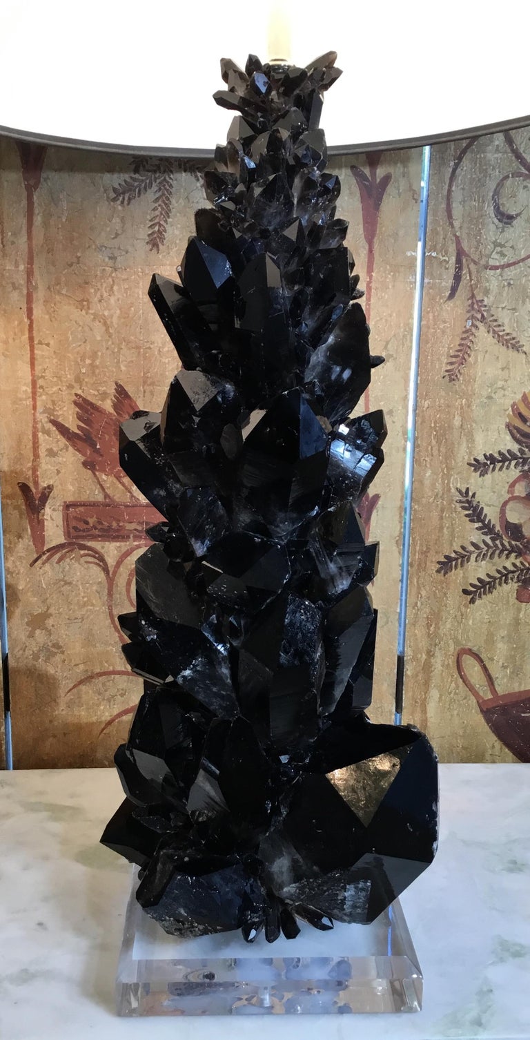Pair of Spectacular Large Black Quartz Table Lamps at 1stDibs