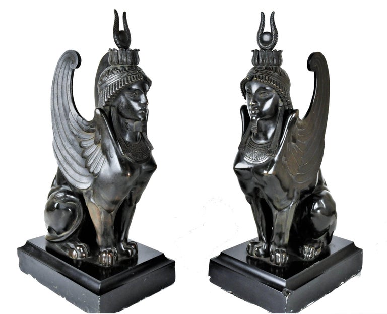 Pair of Sphinx, French Empire, Patinated Bronze Sculptures, 1820s For ...