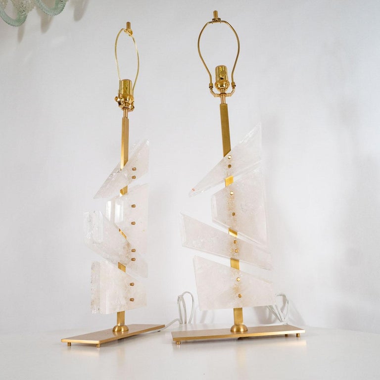 Pair of "Splinter" Rock Crystal Shard Lamps by Spark Interior For Sale ...