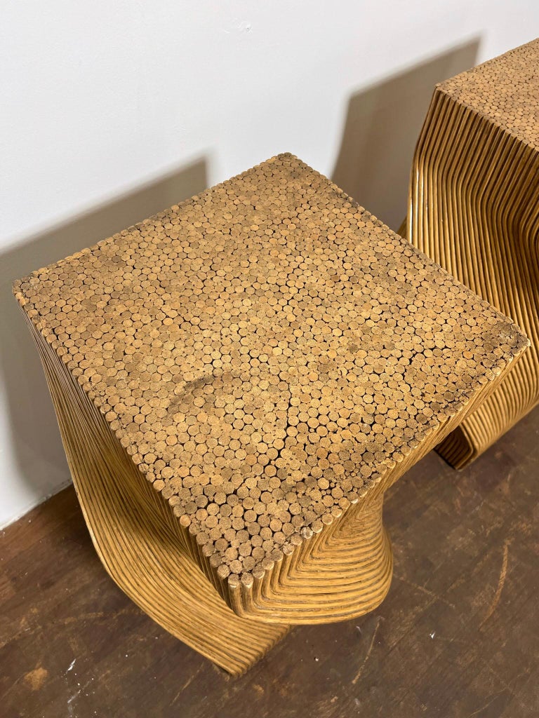 Pair of Split Reed Side Tables or Pedestals For Sale at 1stDibs