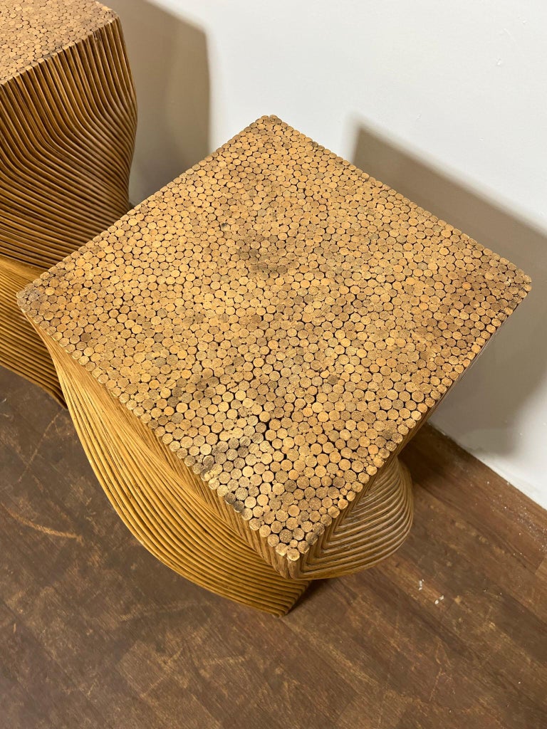 Pair of Split Reed Side Tables or Pedestals For Sale at 1stDibs