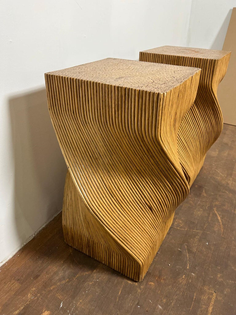 Pair of Split Reed Side Tables or Pedestals For Sale at 1stDibs