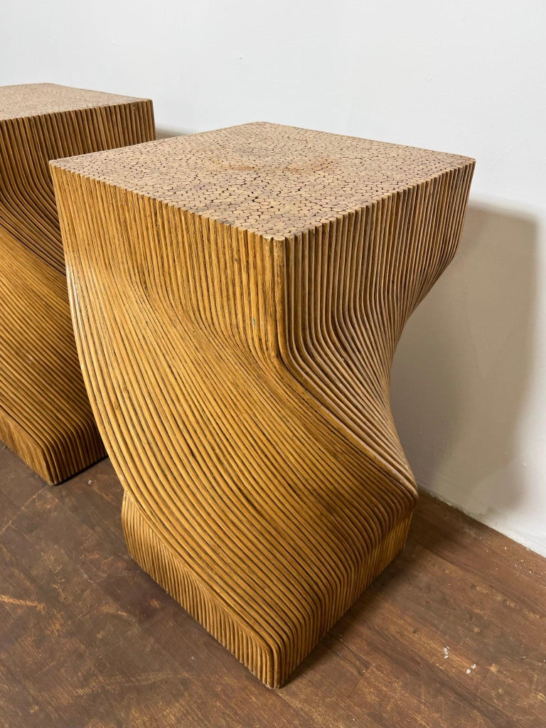 Pair of Split Reed Side Tables or Pedestals For Sale at 1stDibs