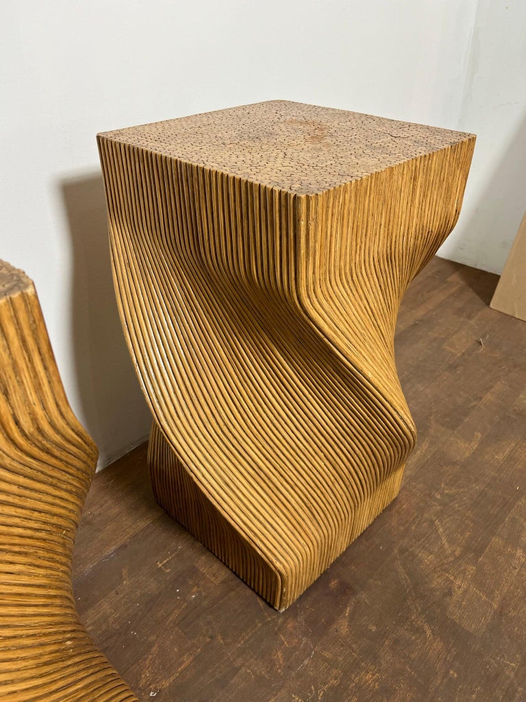 Pair of Split Reed Side Tables or Pedestals For Sale at 1stDibs