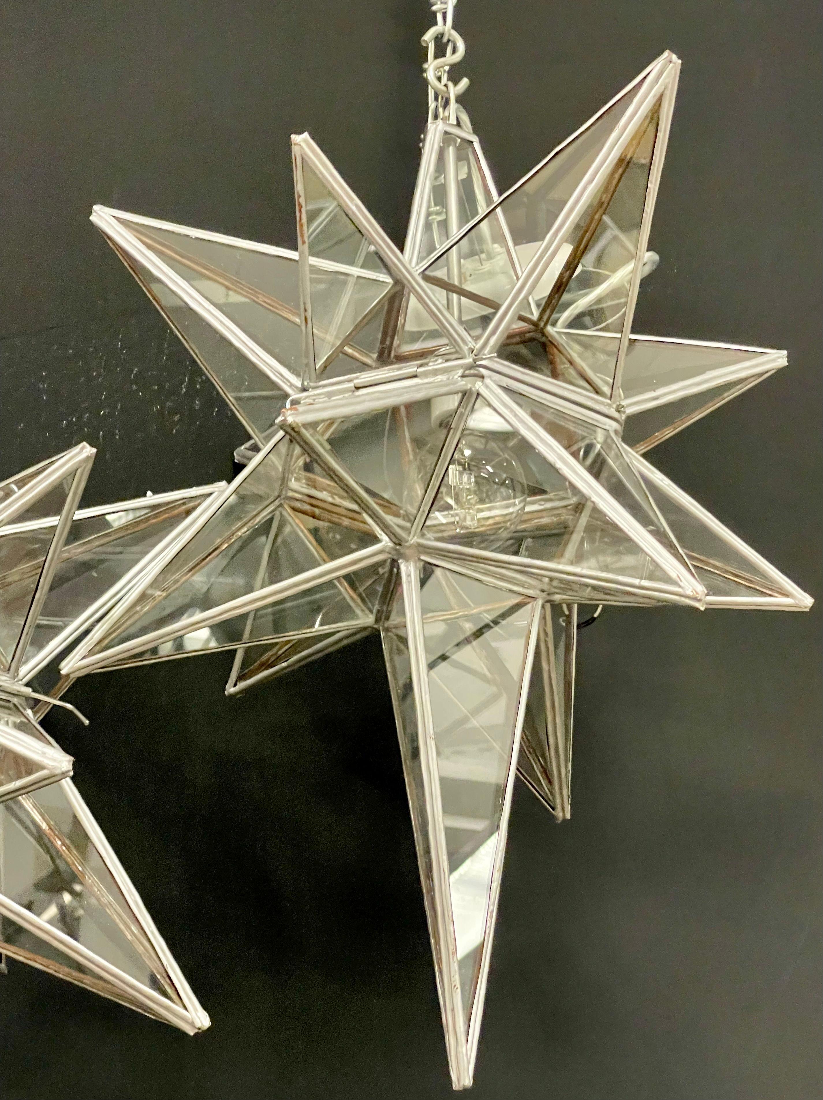 Pair of Sputnik Star Light Fixtures Glass Art Deco Style For Sale at ...
