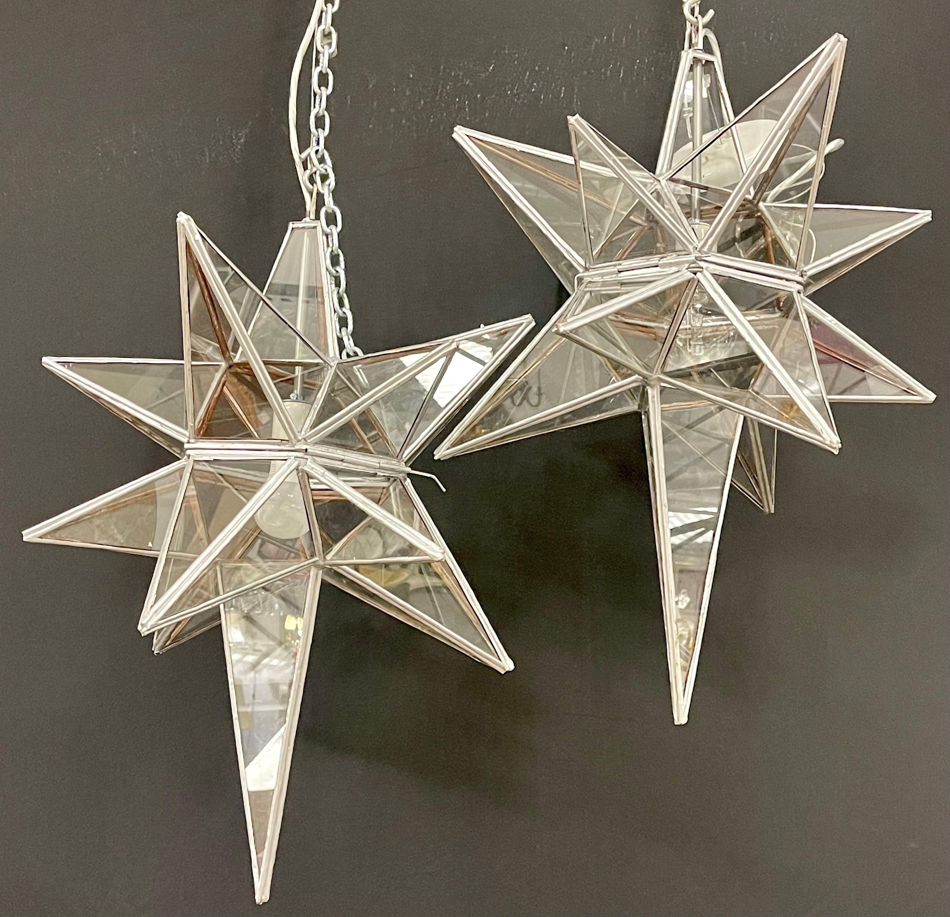 Pair of Sputnik Star Light Fixtures Glass Art Deco Style For Sale at ...
