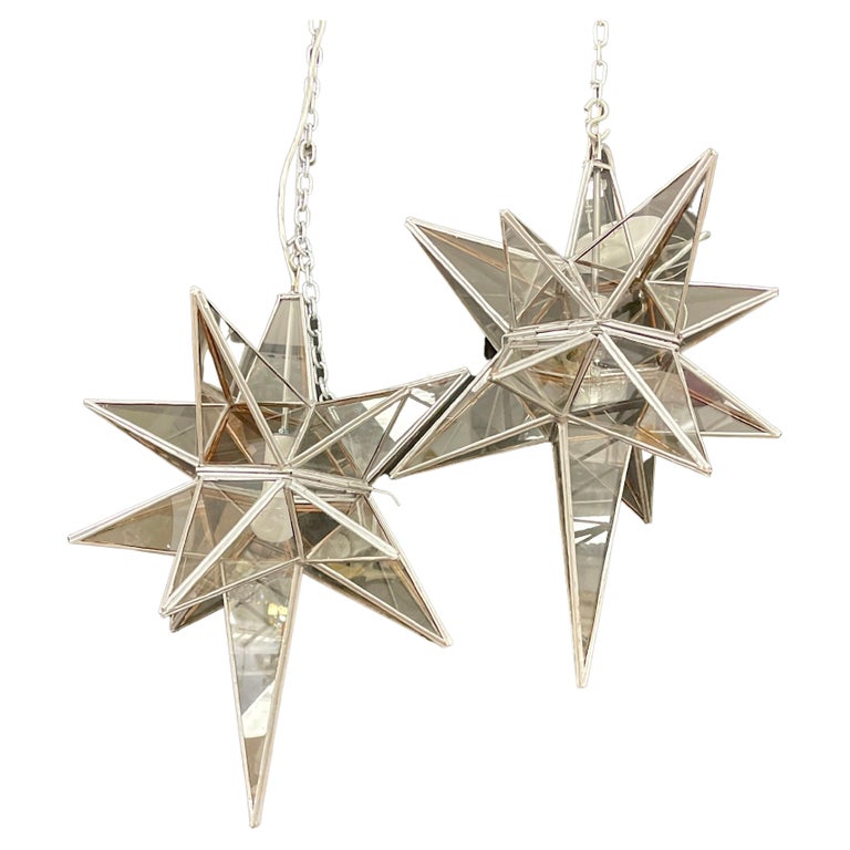 Pair of Sputnik Star Light Fixtures Glass Art Deco Style For Sale at ...