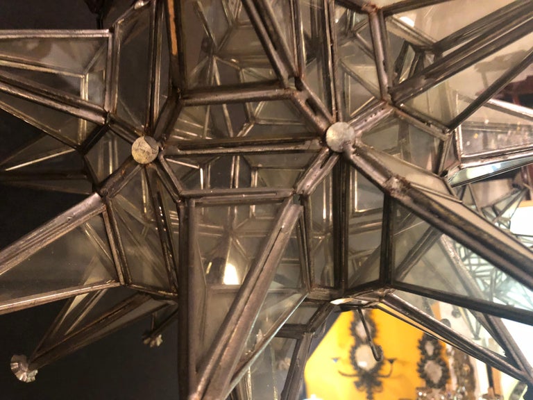 Pair of Sputnik Star Light Fixtures Lead Glass Art Deco Style Not Wired ...