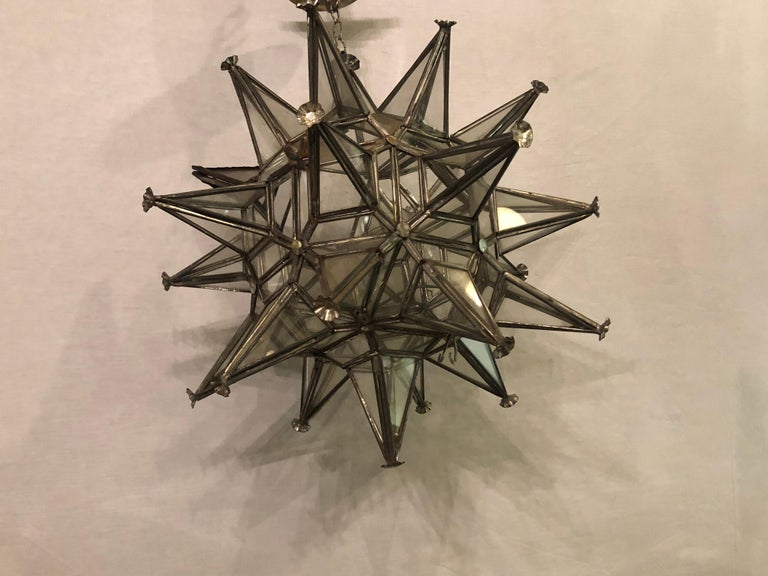 Pair of Sputnik Star Light Fixtures Lead Glass Art Deco Style Not Wired ...