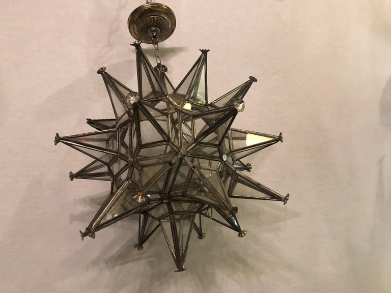 Pair of Sputnik Star Light Fixtures Lead Glass Art Deco Style Not Wired ...
