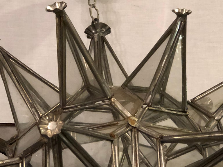Pair of Sputnik Star Light Fixtures Lead Glass Art Deco Style Not Wired ...
