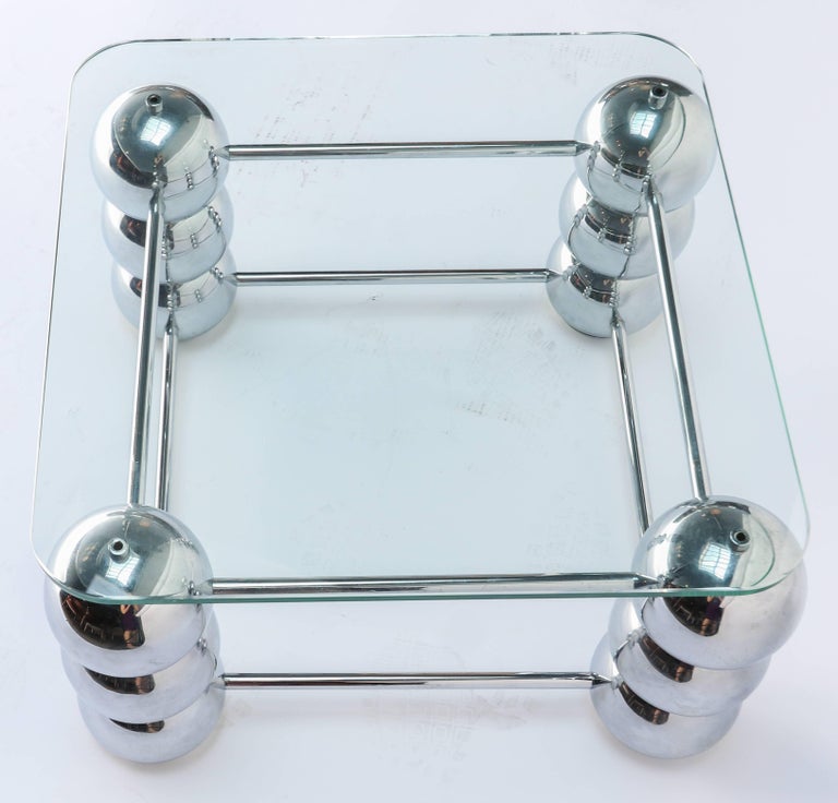 Pair of Square 1970s Chrome Side Tables with Glass Top at 1stDibs