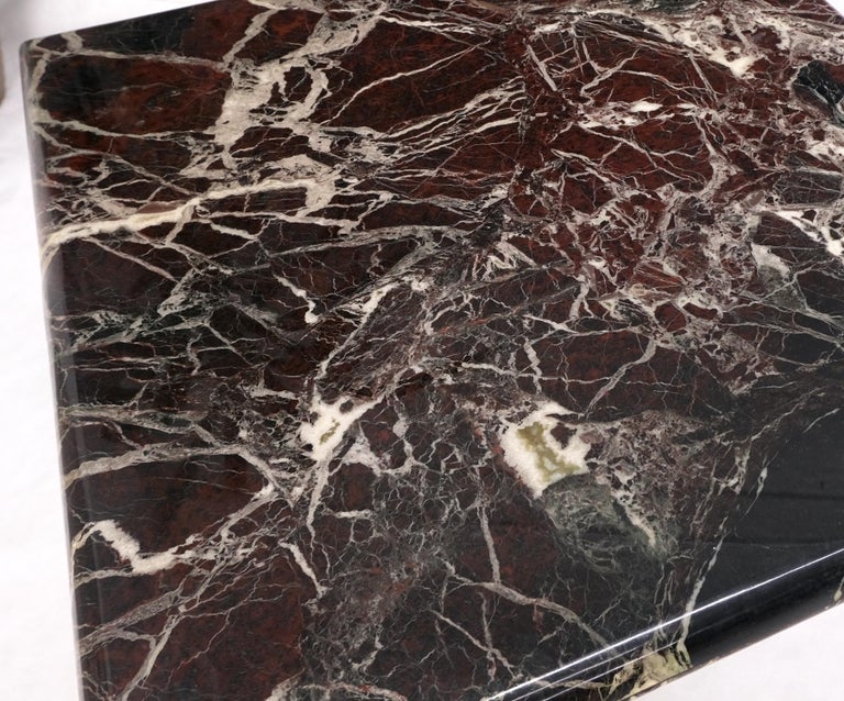 Pair of Square Black and Dark Red and White Veins Marble Side End ...
