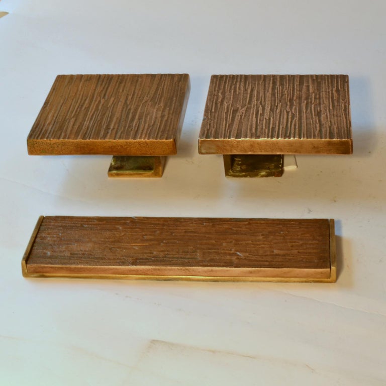 Pair of Square Bronze Push and Pull Door Handles and Letterbox For Sale ...