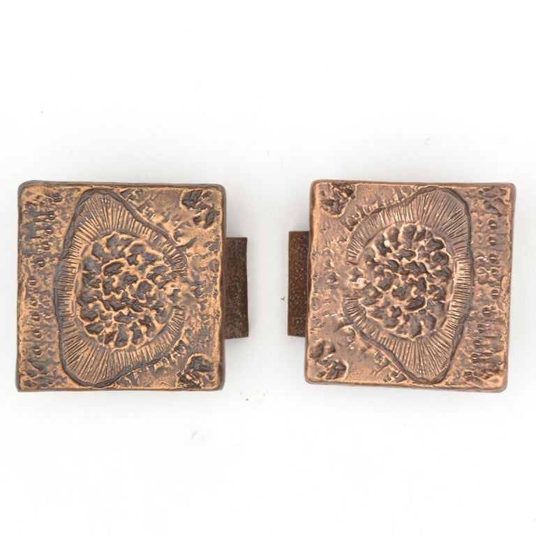 Pair of Square Bronze Push and Pull Door Handles for Double Doors For Sale at 1stDibs