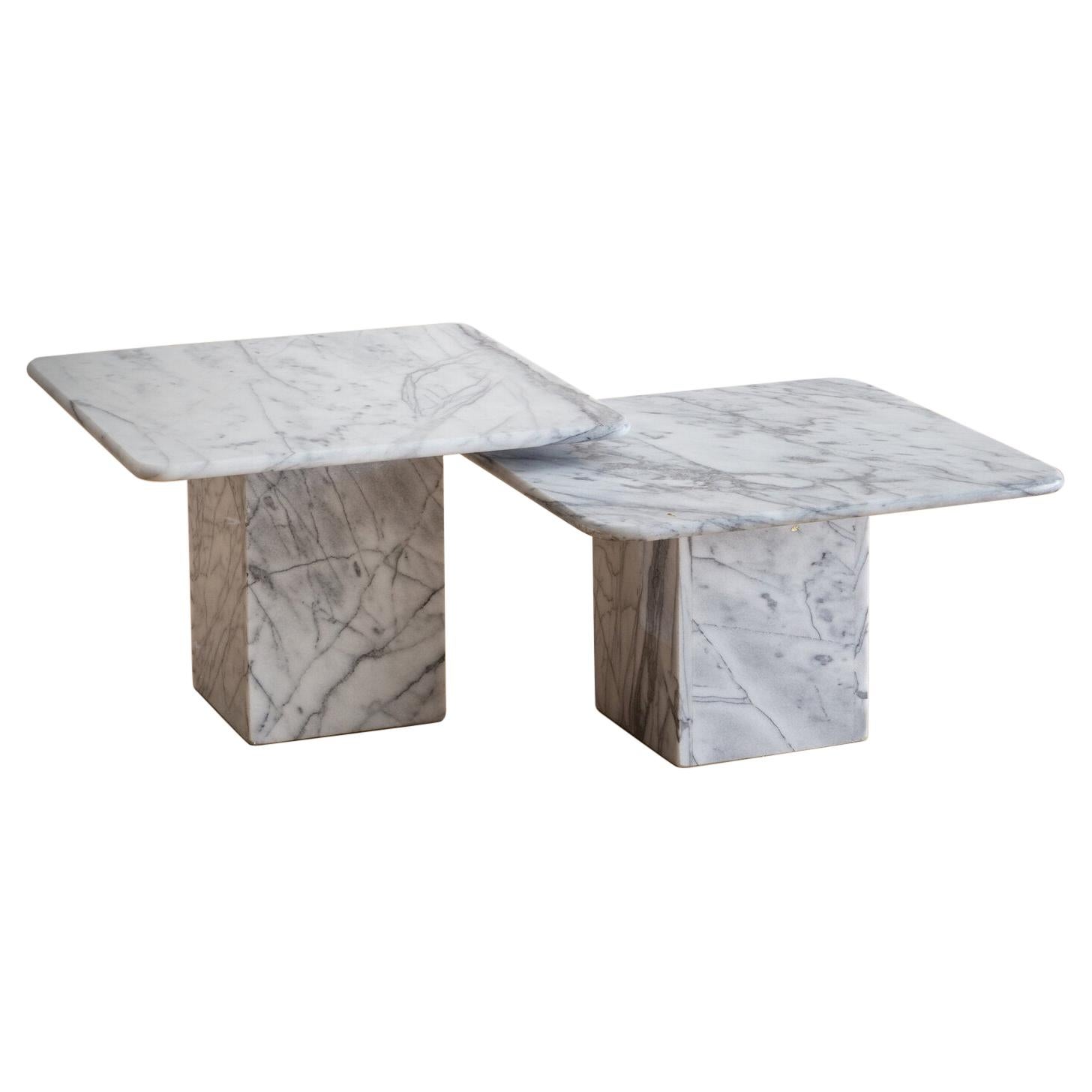 Pair of Square Carrara Marble Coffee Tables or Side Tables at 1stDibs ...