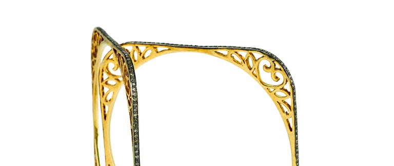 Pair of Square Diamond Bangles at 1stDibs