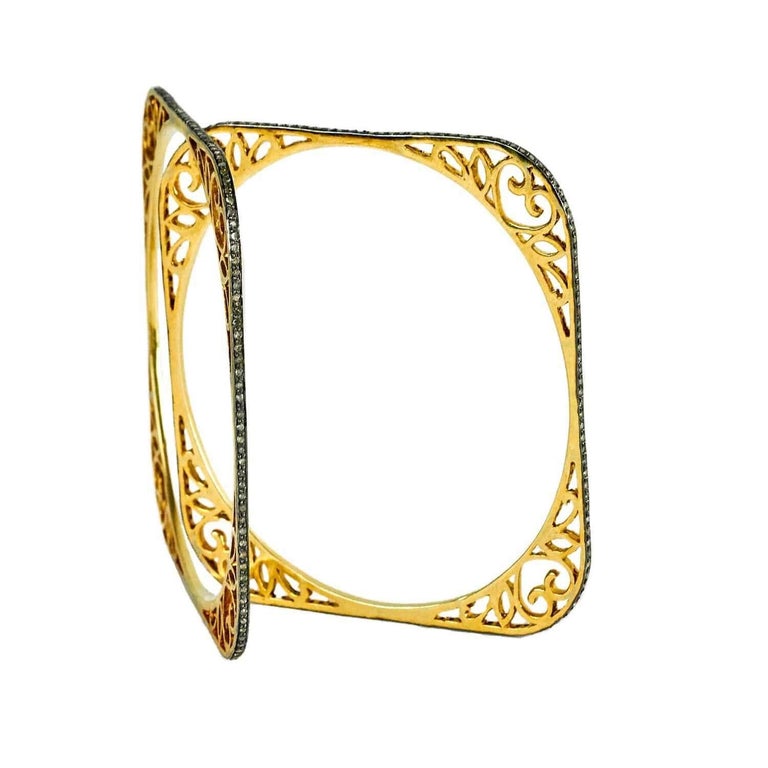 Pair of Square Diamond Bangles at 1stDibs