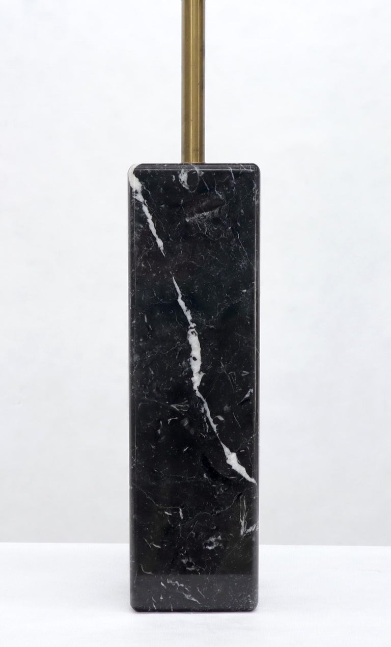 Pair of Square Pedestal Shape Black Marble and Brass Table Lamps For ...