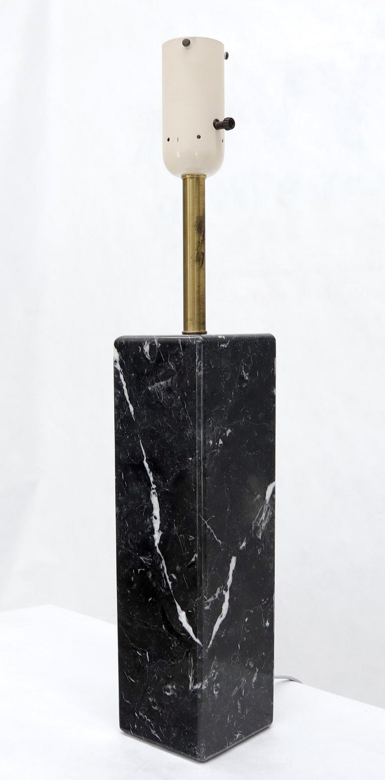 Pair of Square Pedestal Shape Black Marble and Brass Table Lamps For ...