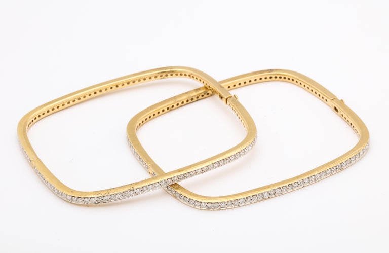Pair of Square-Shape Diamond Bangle Bracelets at 1stDibs | square shape ...